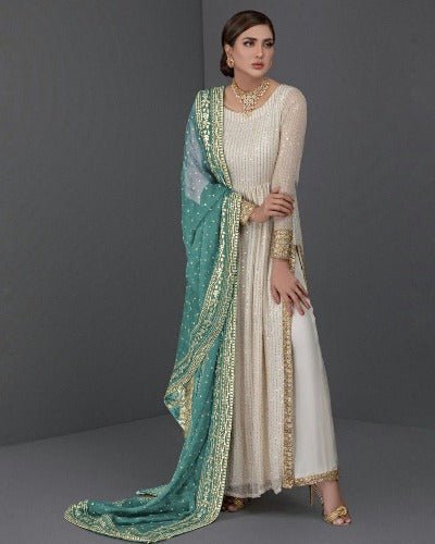 Anarkali Gold Embroidery Gown Set of 3 – BONYHUB